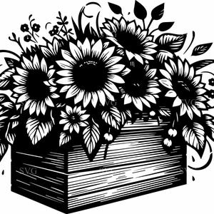 4 Window Decor – 4 Sunflower Box SVG – Floral Cut File for Cricut ...