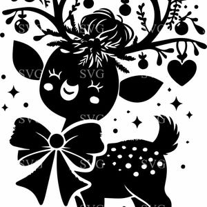 6 Christmas Deer SVG – Cute Reindeer With Lights – Holiday Animal ...