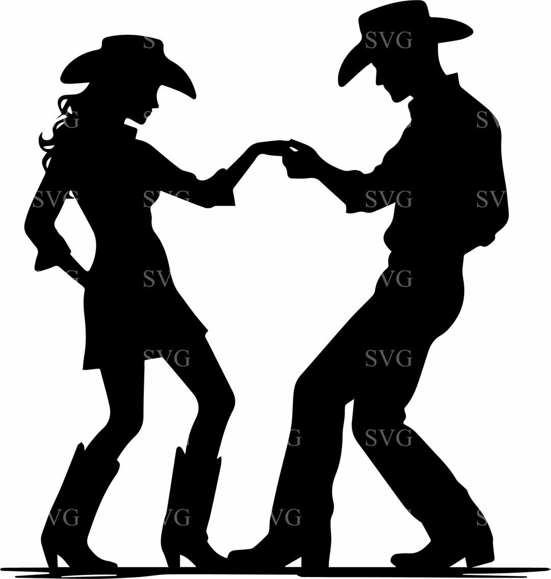 Western Dance SVG, 6 Cowboy Cowgirl Line Dance Silhouette, Country ...