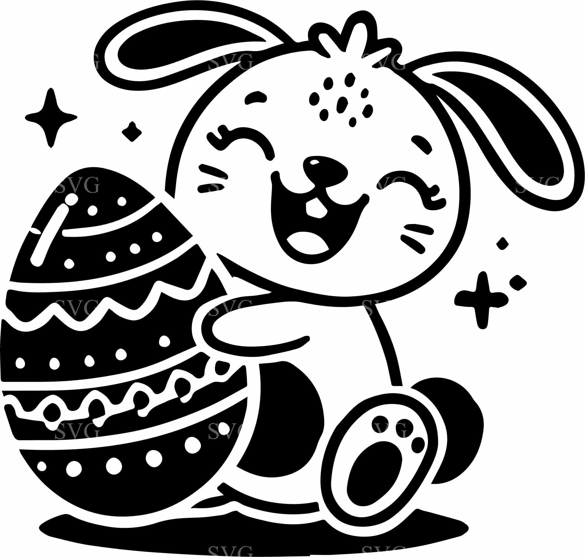 5 Happy Bunny With Floral Easter Egg SVG Cut File Spring Design - Craft ...