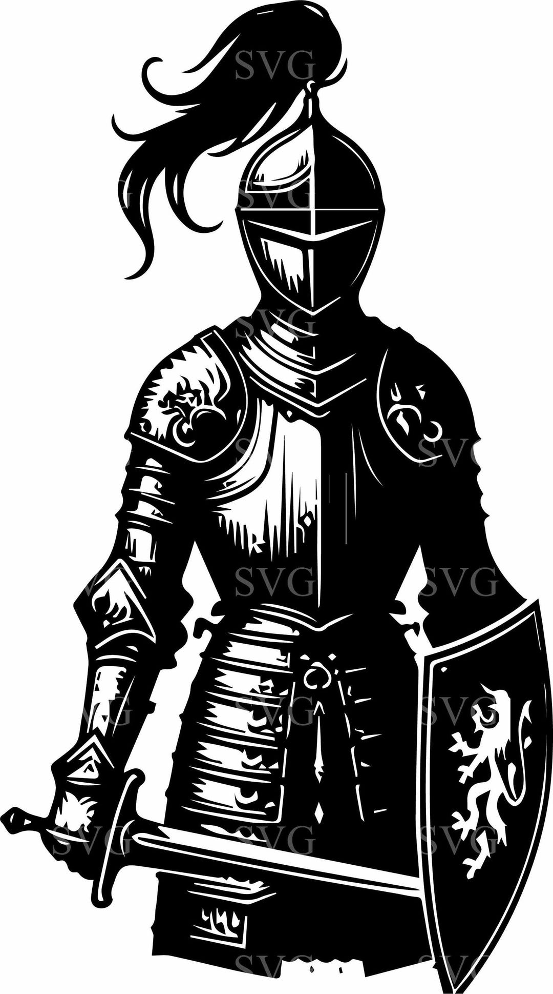 8 Knight SVG Cut File, Medieval Armor Clipart, Crusader Silhouette ...