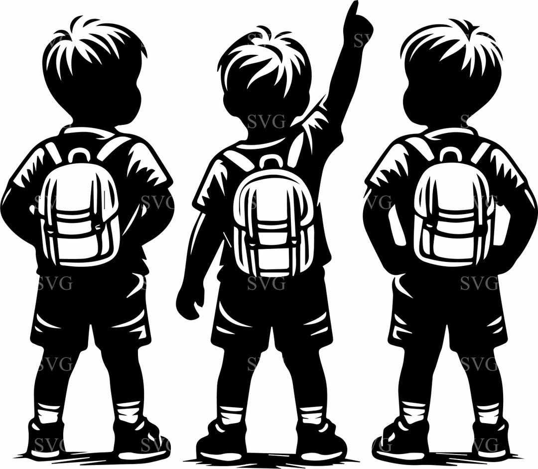 School Boys SVG 4 Cut File, Three Boys With Backpacks, Digital Download ...