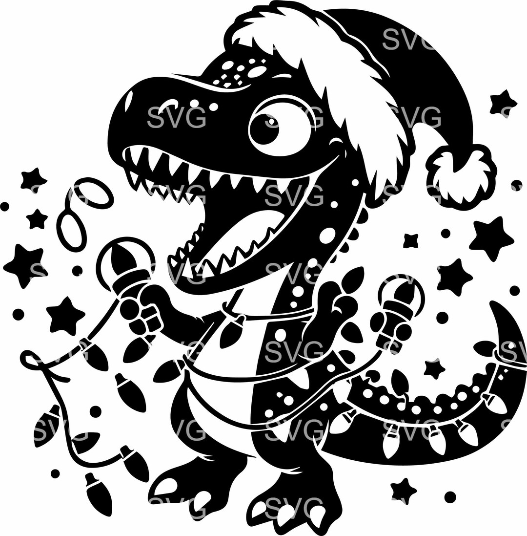 10 Christmas Dinosaur SVG – T-rex Holiday Cut File – Funny Dino With ...