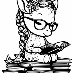 8 Reading Giraffe SVG – 8 Book Lover Cut File – Educational Animal ...