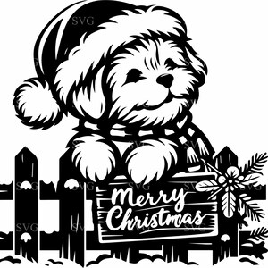 Christmas Puppy SVG 4 Cut File Cute Dog With Santa Hat and Merry ...