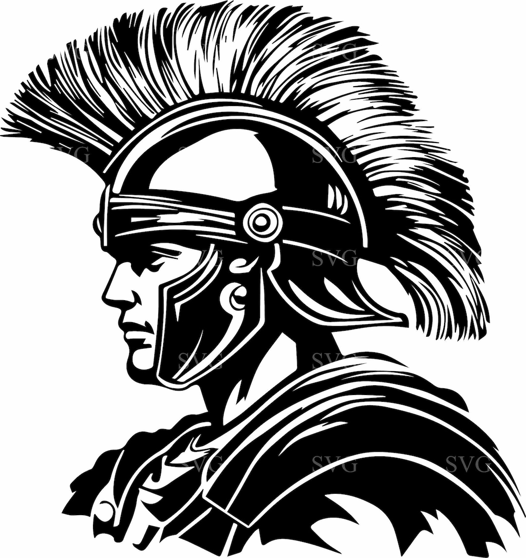 Spartan Warrior SVG 4 Cut File - Detailed Silhouette With Plumed Helmet ...