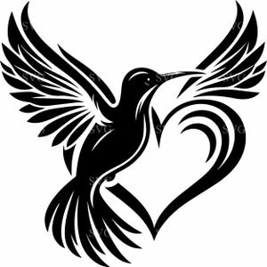 4 Hummingbird Heart SVG Cut File, Wildlife Crafting (digital Download ...