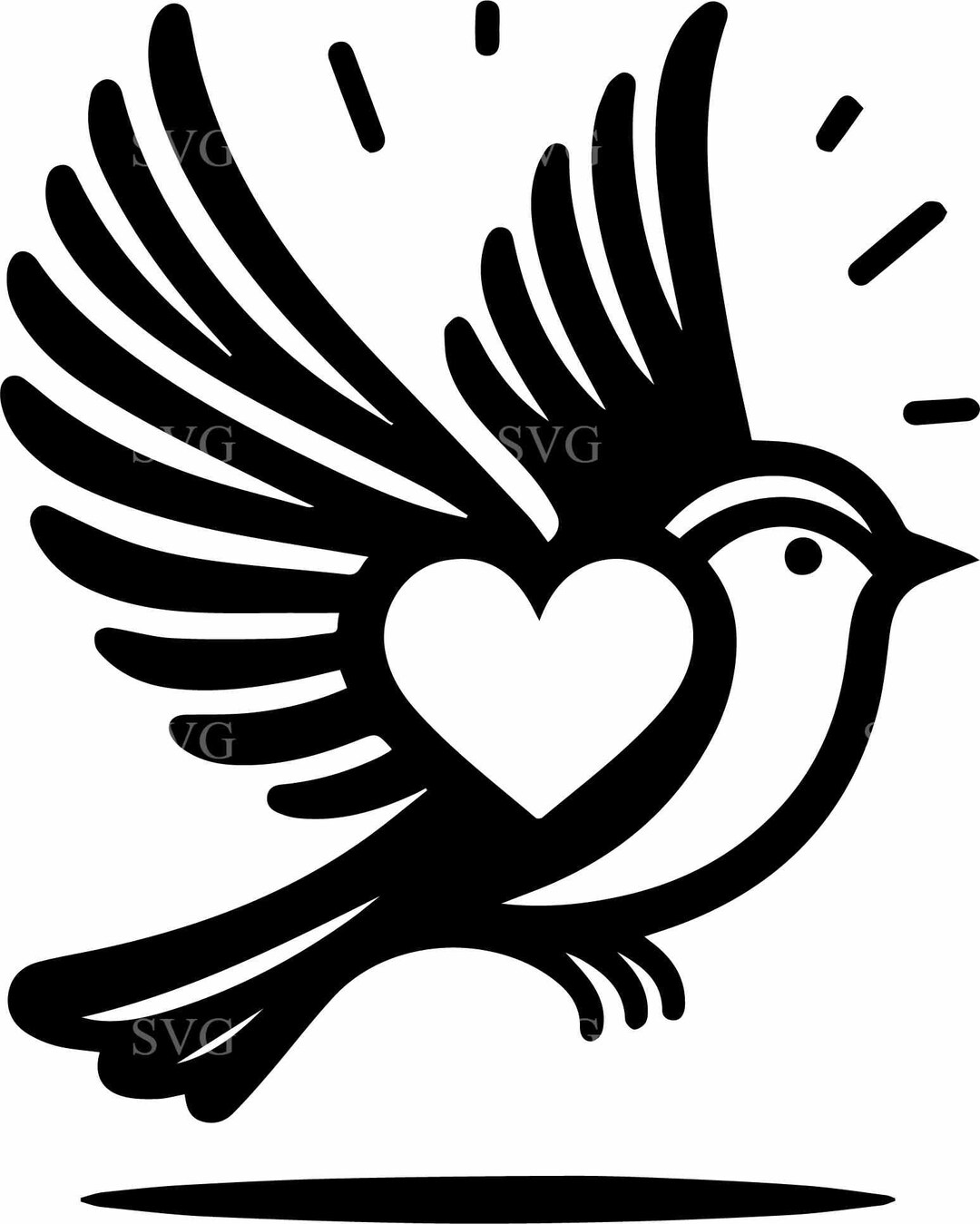 Bird With Heart SVG 4 Cute Bird Cut File Adorable Lovebird Design for ...