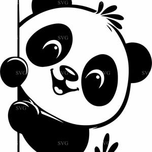 Adorable Panda Peeking SVG 4 Cut File | Cute Animal Silhouette Art ...
