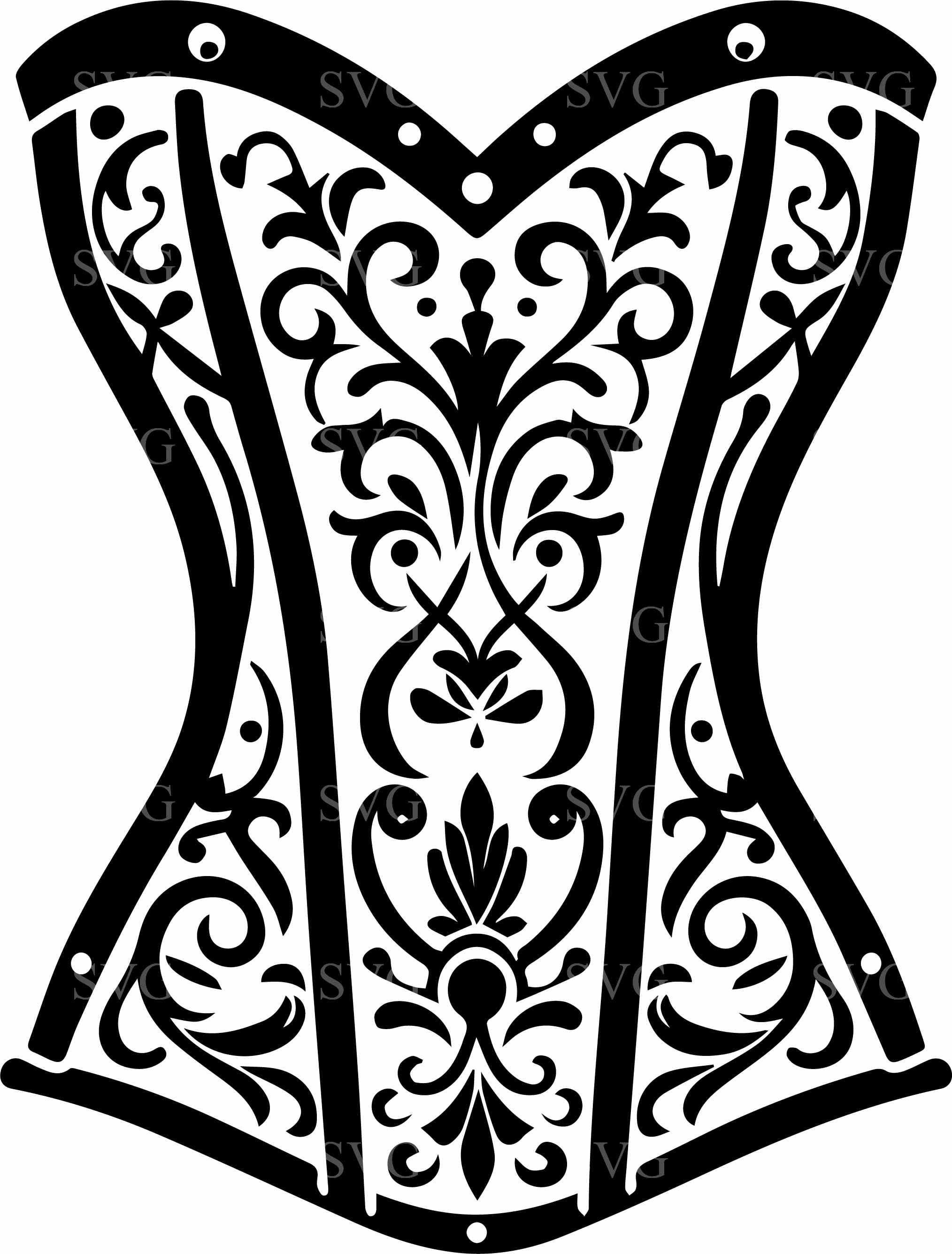 5 Corset SVG Cut File, Elegant Vintage Corset Design for Cricut and ...