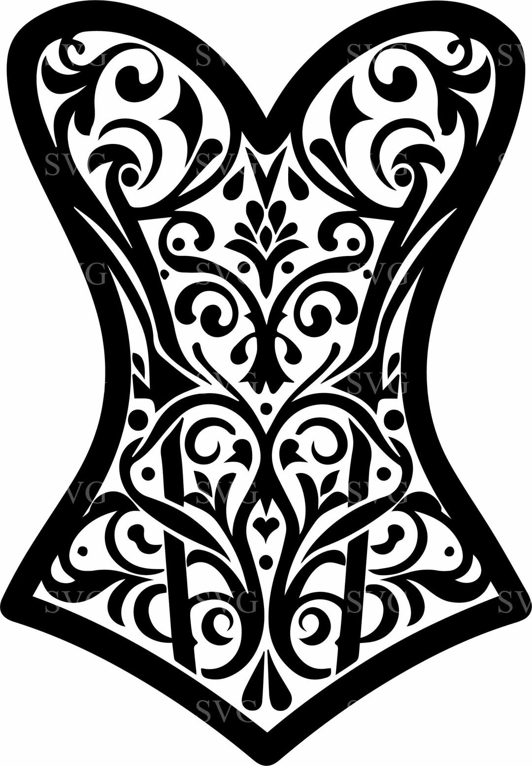 5 Corset SVG Cut File, Elegant Vintage Corset Design for Cricut and ...