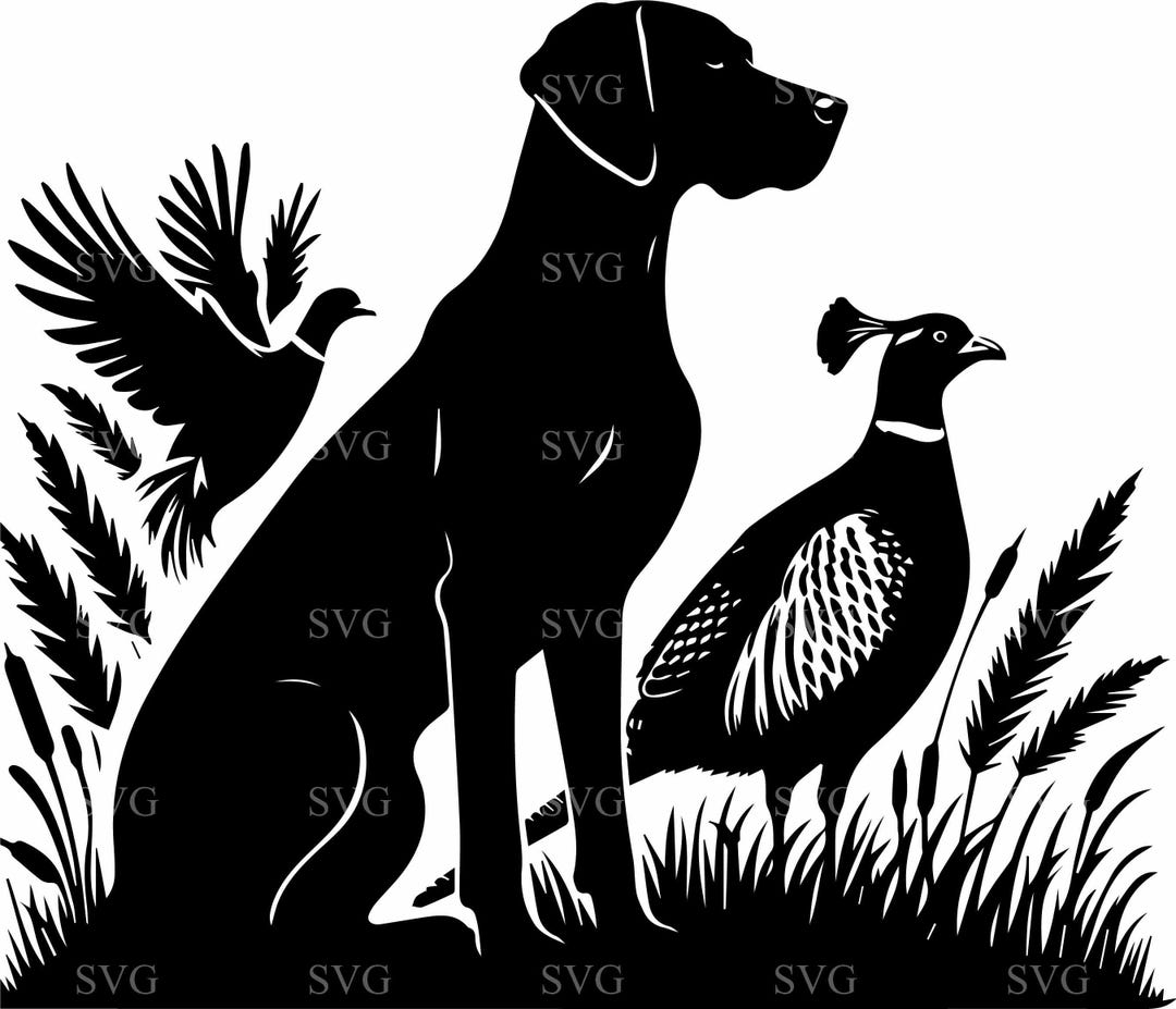 Lab and Pheasant Hunting Scene SVG 4 Cut File - Hunting Dog and Bird ...