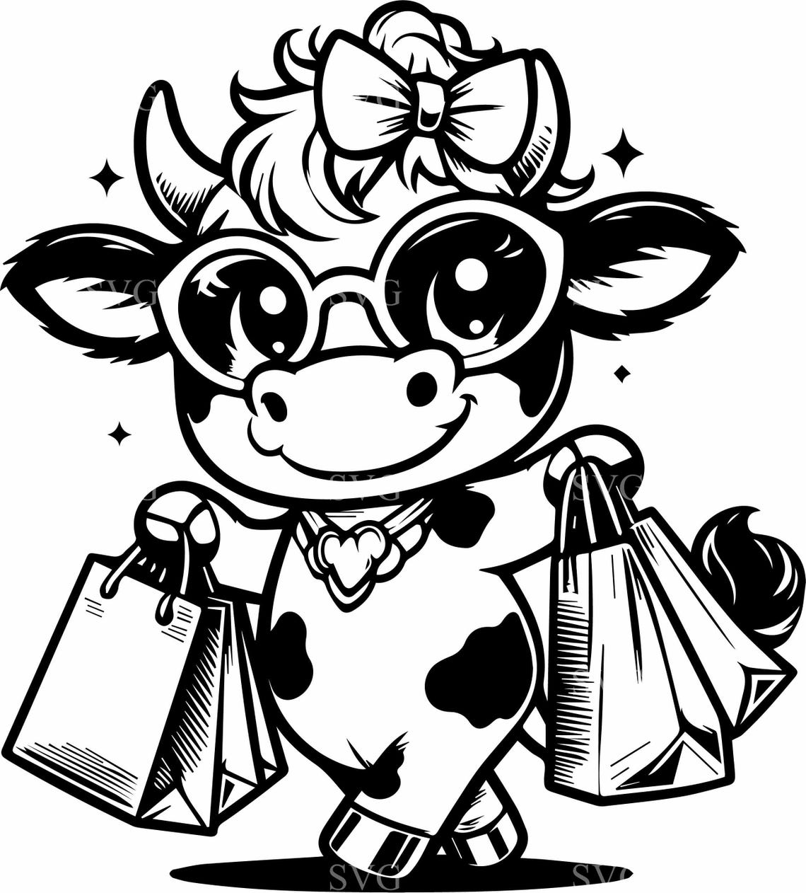 6 Shopping Cow SVG (digital Files) - Etsy