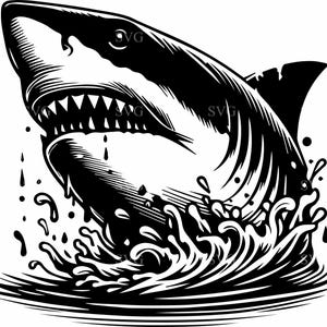 6 Shark Splashing SVG, 6 Bold Marine Predator Cut File for Cricut and ...