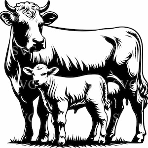 4 Cow and Calf SVG Cut File Farm Animal for Cricut Mother With Baby - Etsy