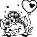 4 Pig SVG 4 Cut File With Flower Crown and Heart Balloon | Adorable ...