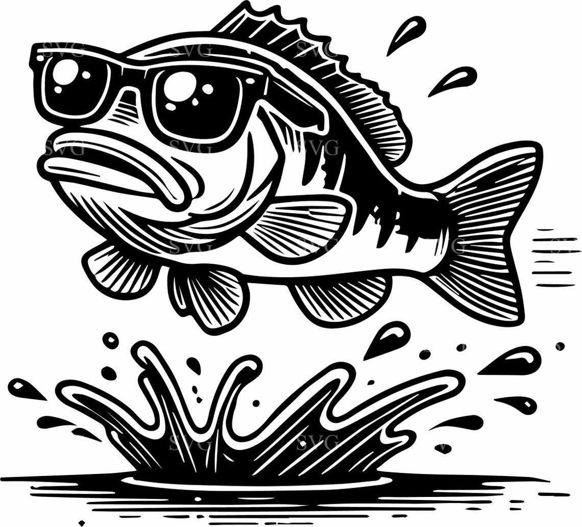 4 Cool Fish SVG 4 Cut File - Jumping Fish Wearing Sunglasses With ...