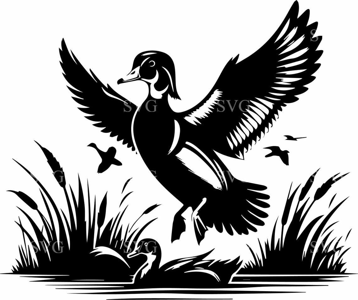 6 Wood Duck SVG 6 Cut File | Beautiful Duck With Cattails | Wildlife ...