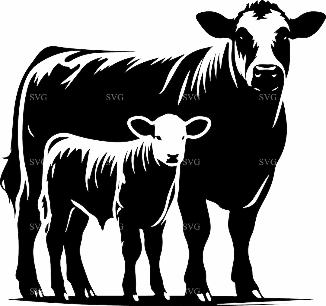 Angus Cow and Calf SVG 4 Cut File | Farm Animal Silhouette for Cricut ...
