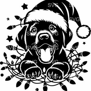 7 Santa Dog SVG – Christmas Puppy Cut File – Holiday Labrador With ...