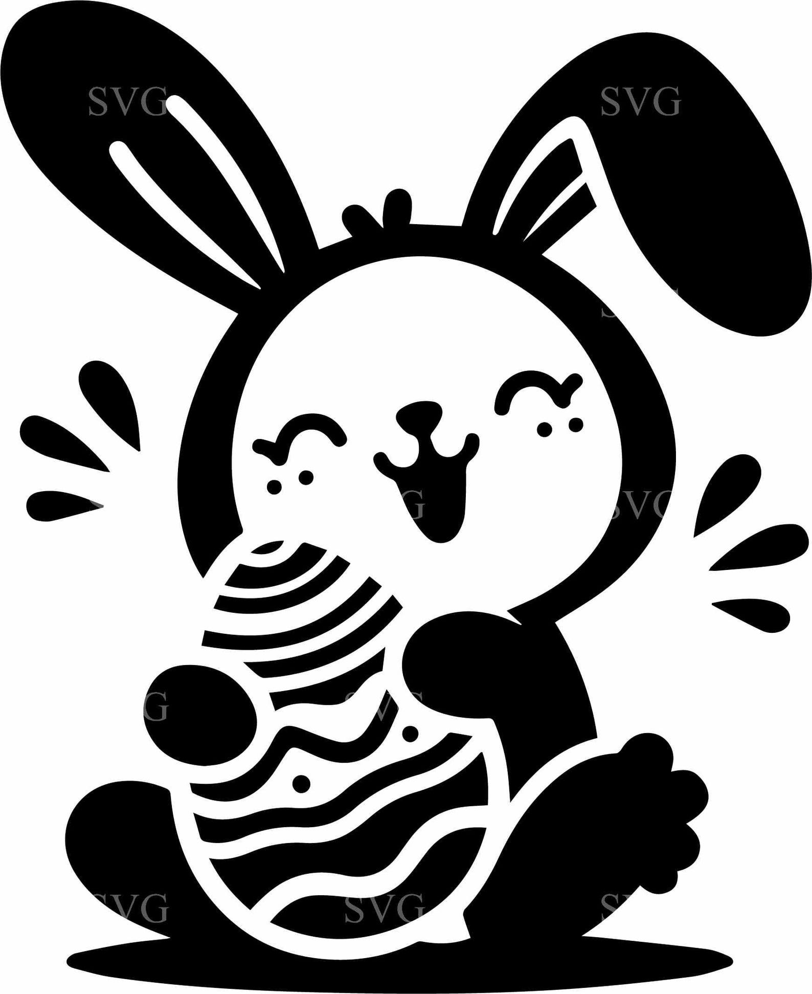 5 Happy Bunny With Floral Easter Egg SVG Cut File - Spring Design ...