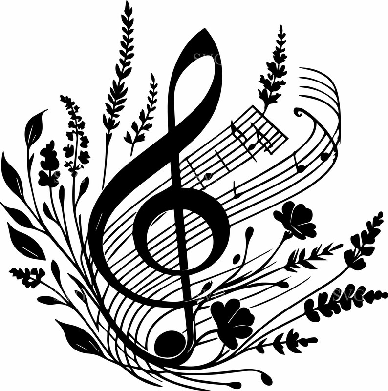 6 Floral Treble Clef SVG – Rustic Music Decor Cut File - Etsy