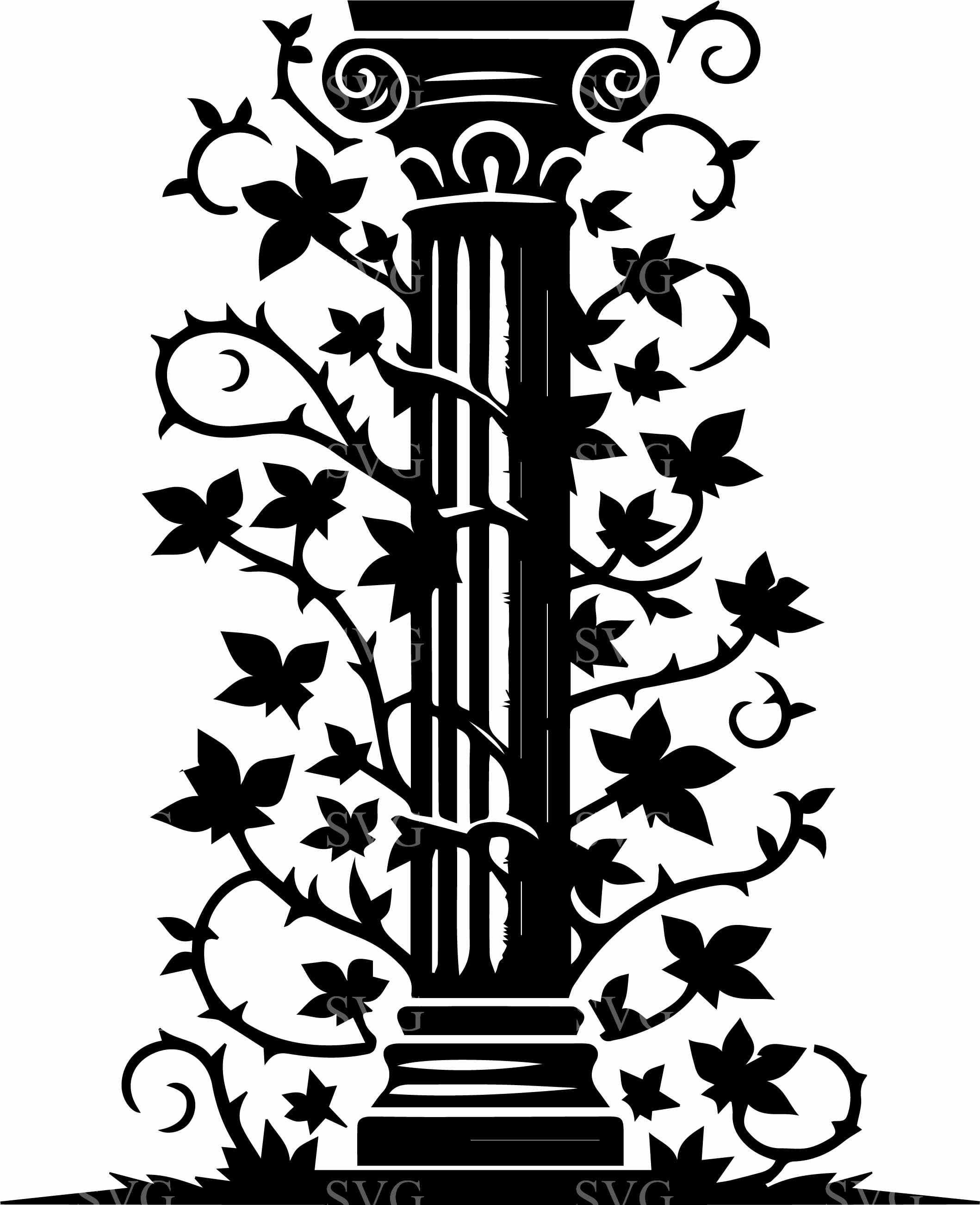 5 Ivy Wrapped Column Clipart – Greek Pillar SVG – Ancient Ruins Cut ...