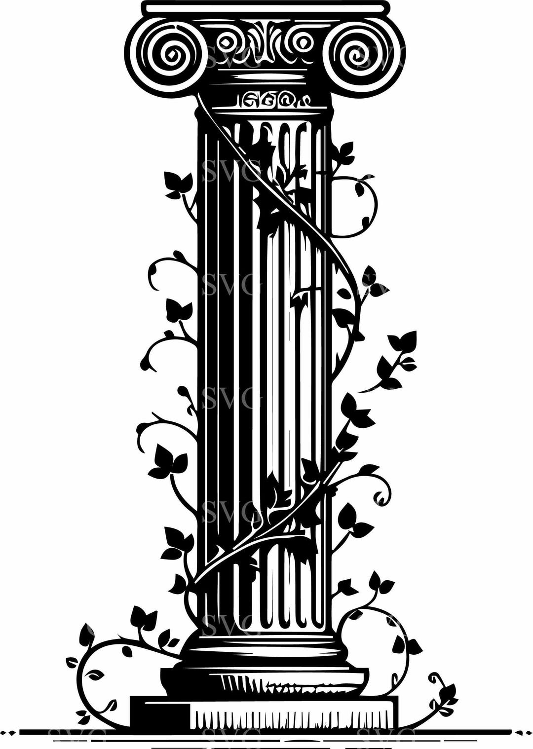 5 Ivy Wrapped Column Clipart – Greek Pillar SVG – Ancient Ruins Cut ...