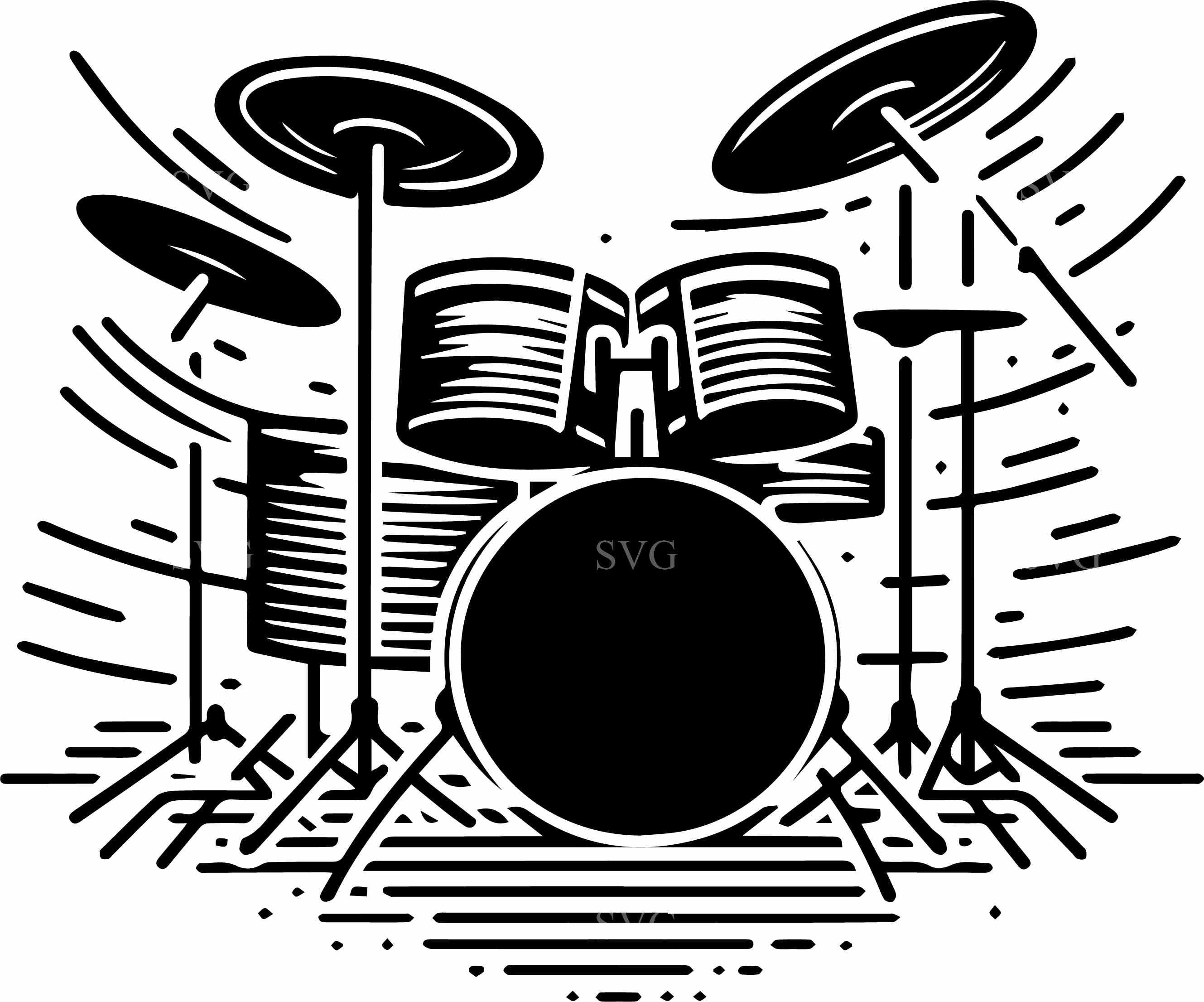 4 Percussion Kit Design – 4 Drum Set SVG Cut File – Musical Instrument ...