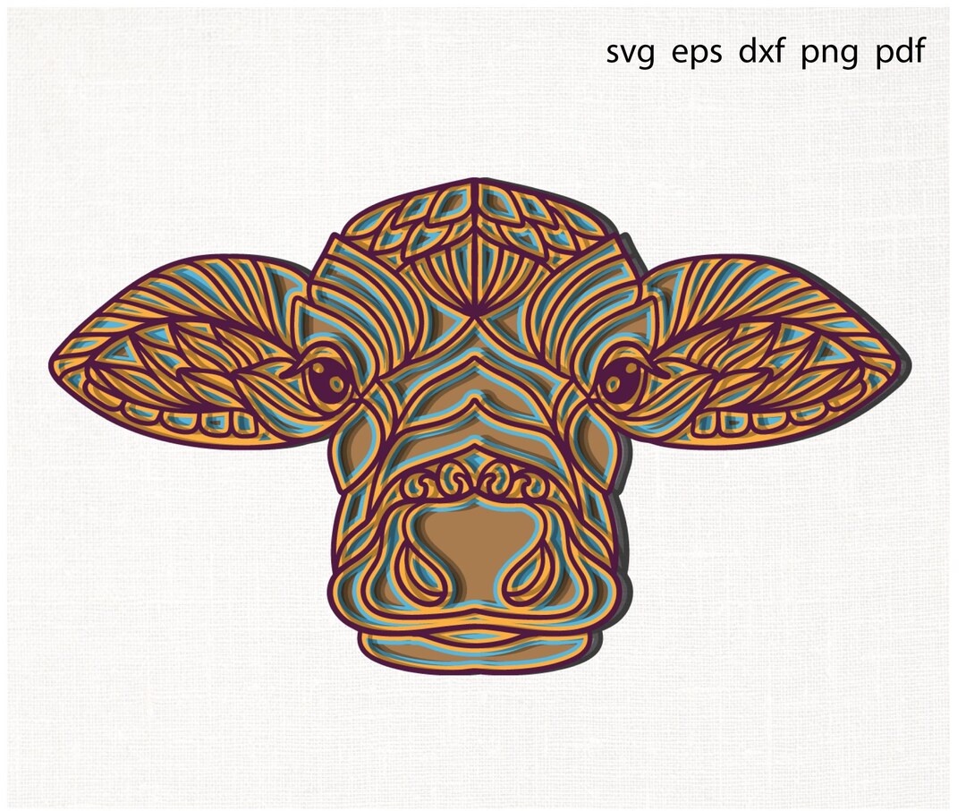 3d Layered Cow Svg Wood Multilayer Sign Porch Farm Logo Laser Cut File ...