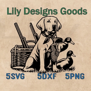 Hunting Dog With Duck SVG, DXF, PNG Detailed Retriever Cut Files for ...