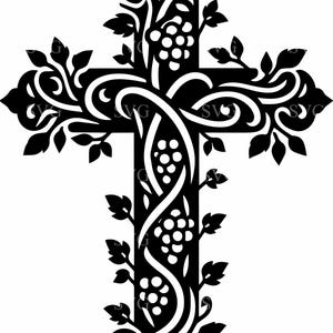 Rustic Cross SVG 7 Cut File - Weathered Wooden Cross With Ivy Vines ...