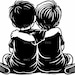 Brothers Hugging SVG, 4 Siblings Silhouette Cut File, Family Love ...