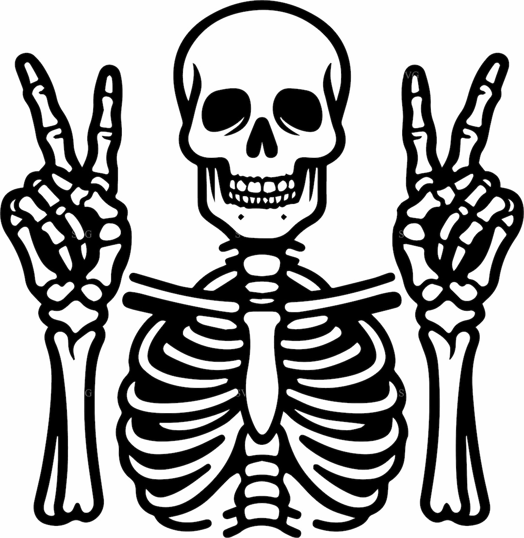 7 Skeleton Peace Sign SVG – Halloween Spooky Decor, Party Crafts, Vinyl ...
