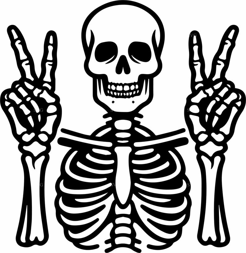 7 Skeleton Peace Sign SVG – Halloween Spooky Decor, Party Crafts, Vinyl ...