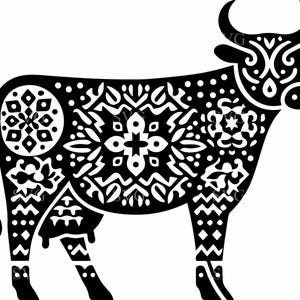 6 Patterned Cow SVG Cut File – 6 Mandala Floral Farm Animal for Cricut ...
