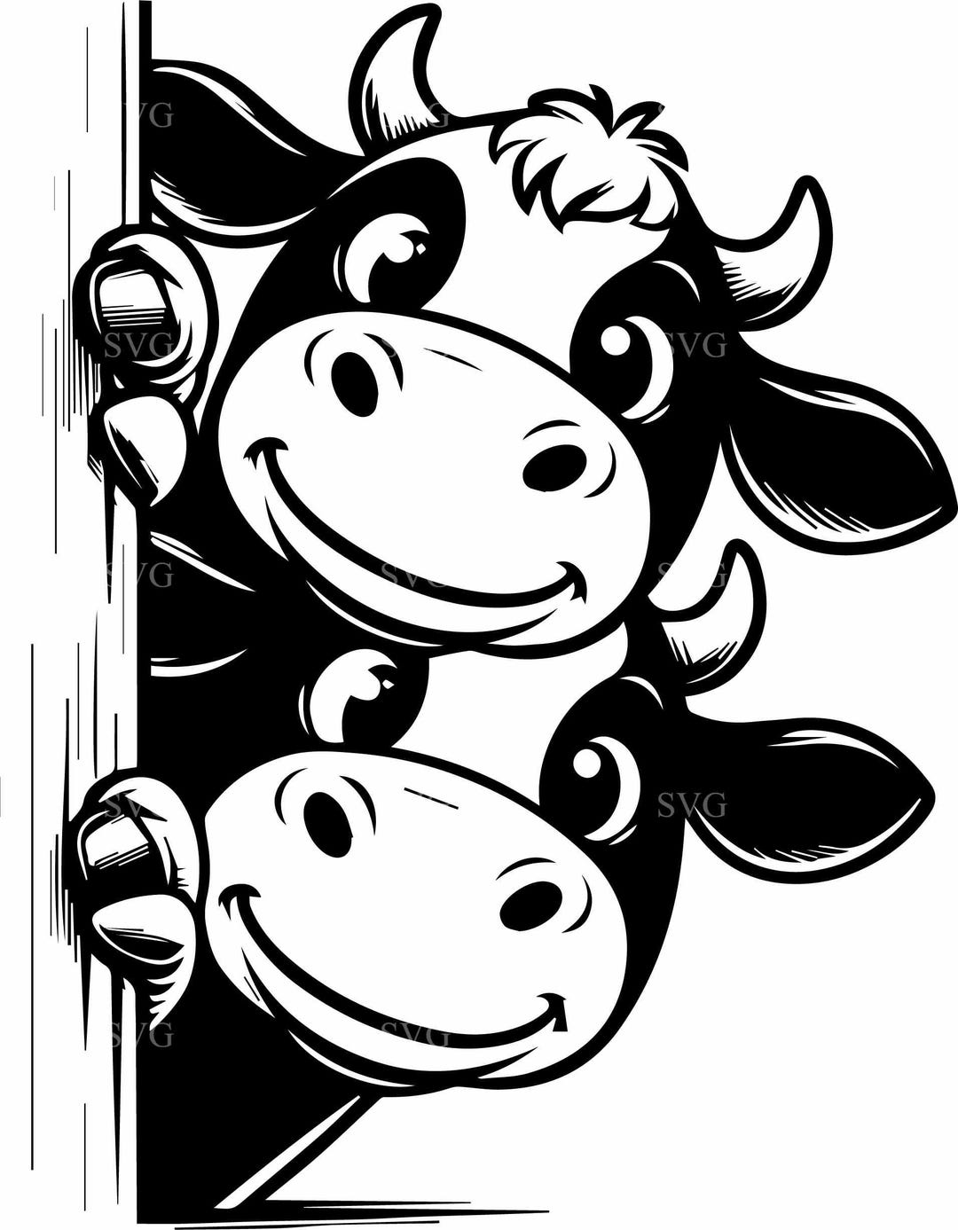 Peeking Cows SVG 4 Cut File | Cute Farm Animals Smiling Around Corner ...