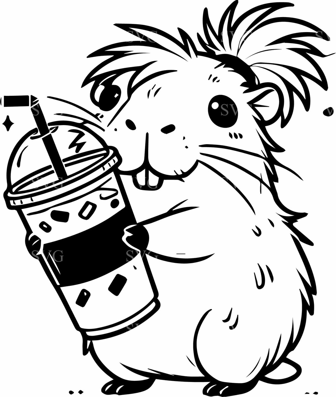 4 Capybara SVG 4 Cut File - Cute Capybara With Top Knot and Iced Coffee ...