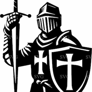 Medieval Knight SVG - 4 Bold Warrior With Sword and Shield - Crusader ...