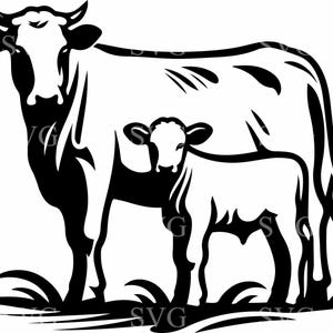4 Cow and Calf SVG Cut File Farm Animal for Cricut Mother With Baby - Etsy