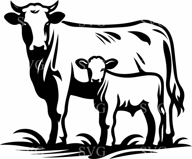 4 Cow and Calf SVG Cut File Farm Animal for Cricut Mother With Baby - Etsy