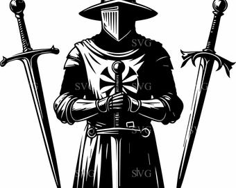 4 Templar Knight SVG 4 Cut File - Medieval Crusader With Sword and ...