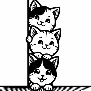 Stacked Kittens SVG | 4 Trio of Cute Cats Peeking Clipart | Pet Lover ...