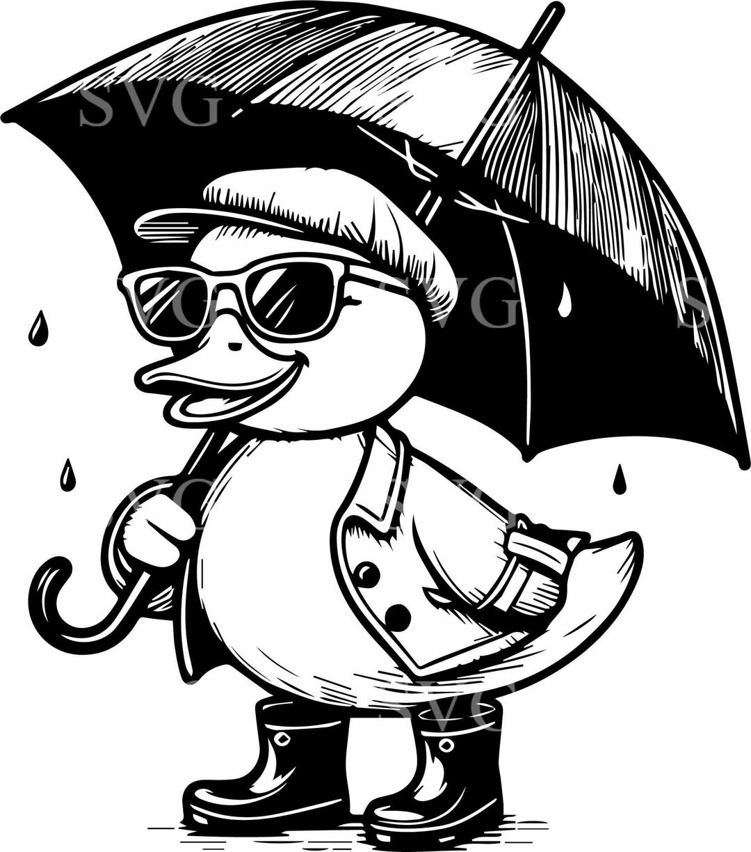 Rainy Day Duck SVG 5 Cut File Cute Duck With Umbrella Clipart for ...
