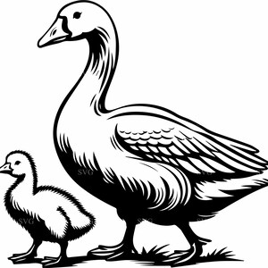 Goose and Gosling SVG 7 Cut File | Farm Animal Silhouette Art | Mother ...