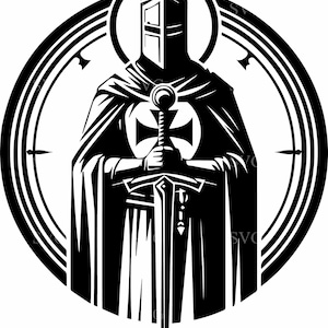 Templar Knight SVG 4 Cut File - Medieval Warrior With Sword and Cross ...