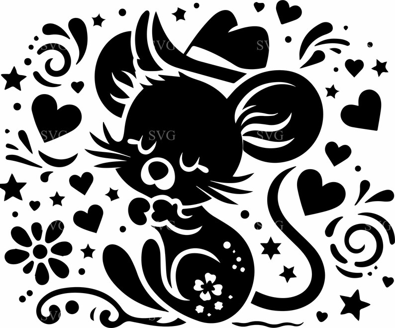 8 archivos SVG de ratón de San Valentín: adorable archivo de corte de ...