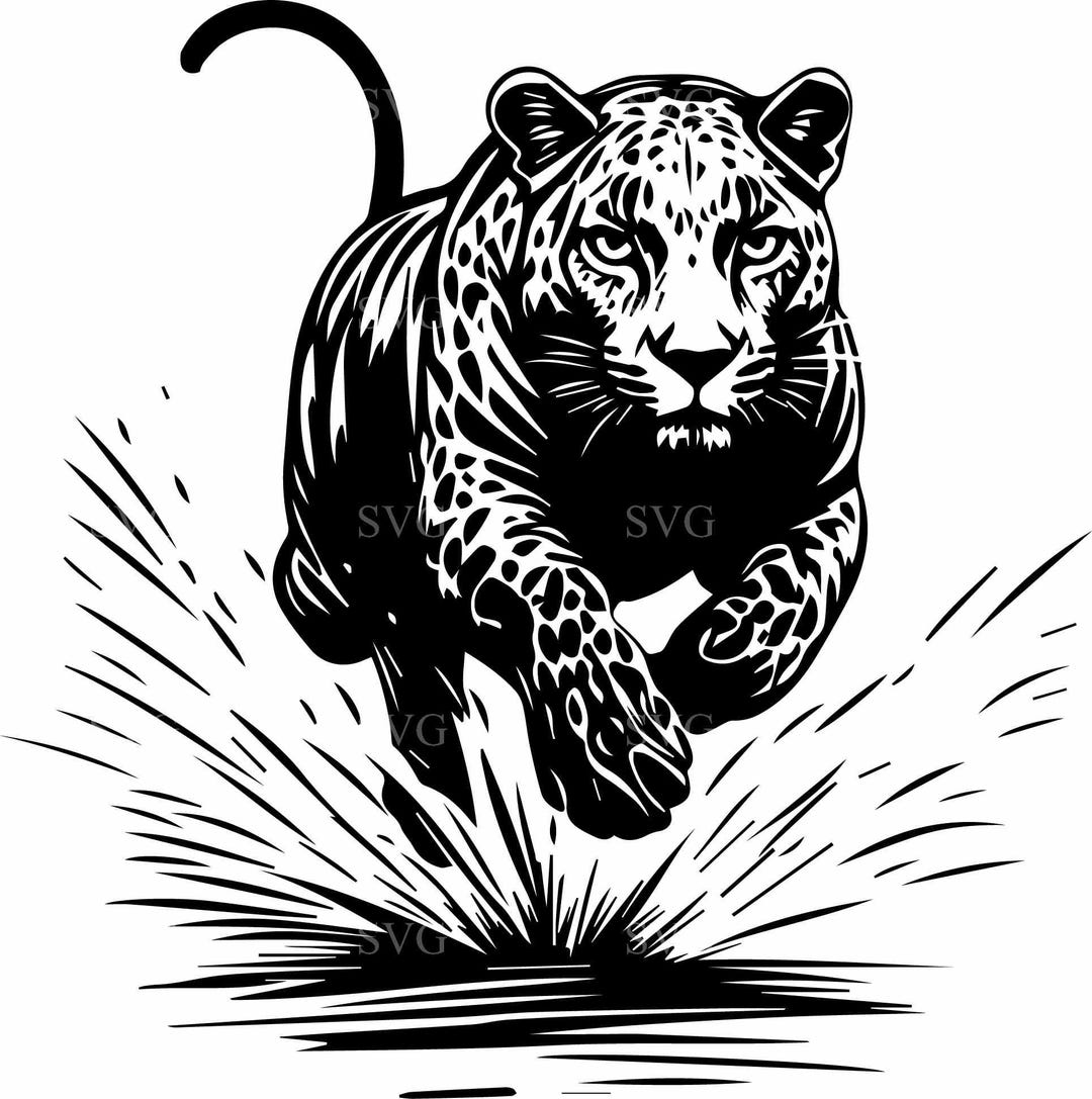Leaping Leopard SVG 4 Cut File - Bold Leopard Silhouette for Cricut ...