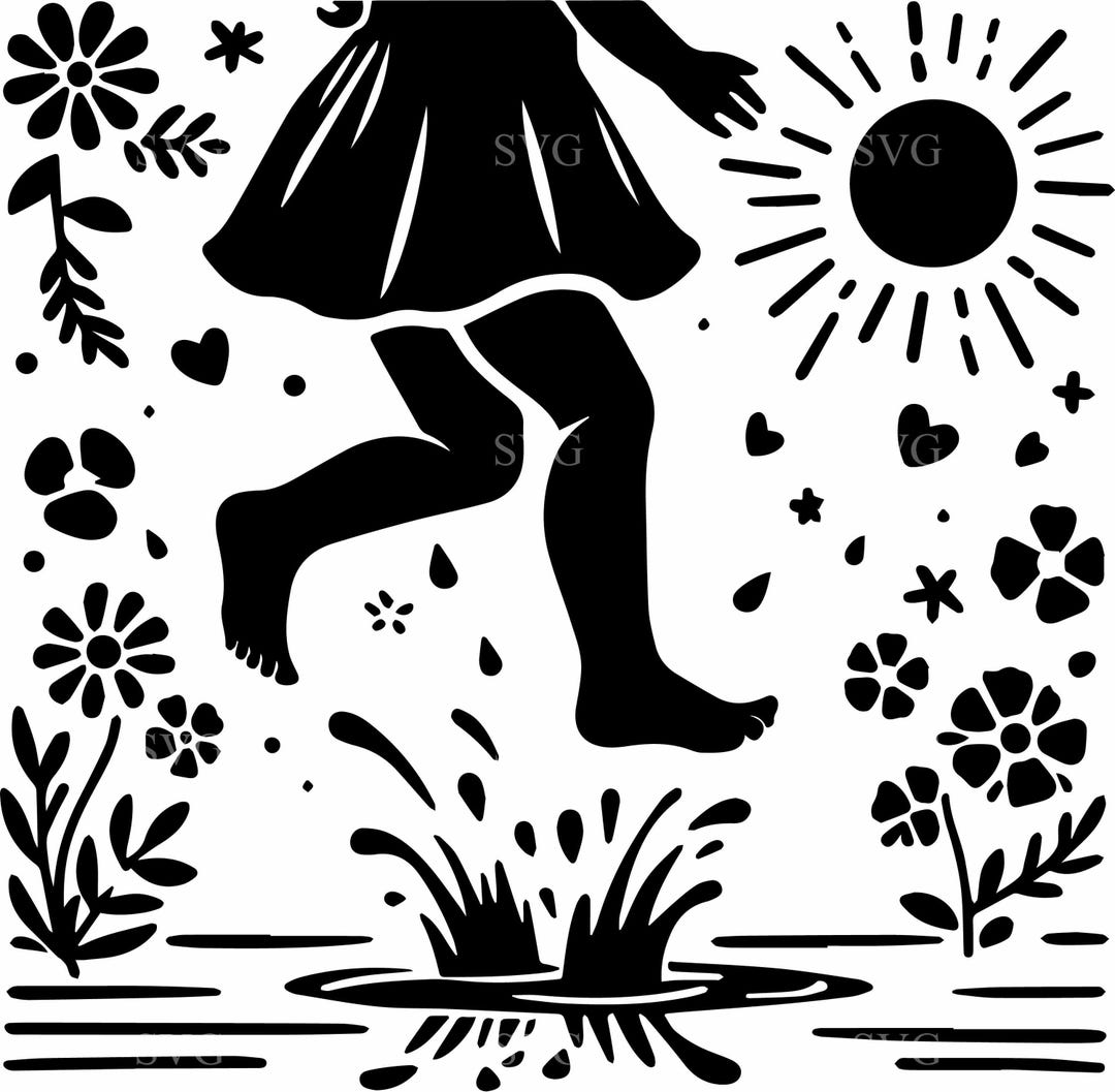 5 Puddle Splash – 5 Girl SVG Cut File – Joyful Kid Design for Cricut ...