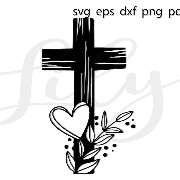 Cross Heart Svg - Etsy